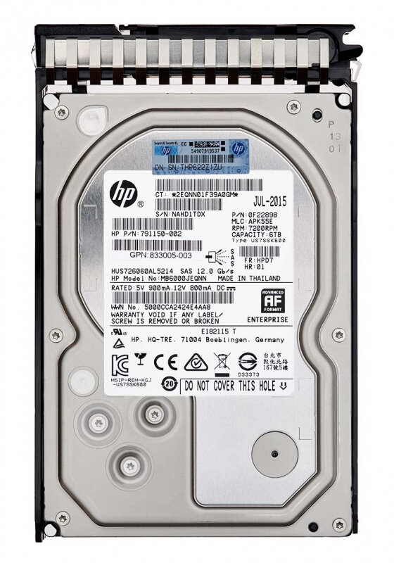 Жесткий диск HP N9X12A 6TB 7200 SAS 3.5" HDD