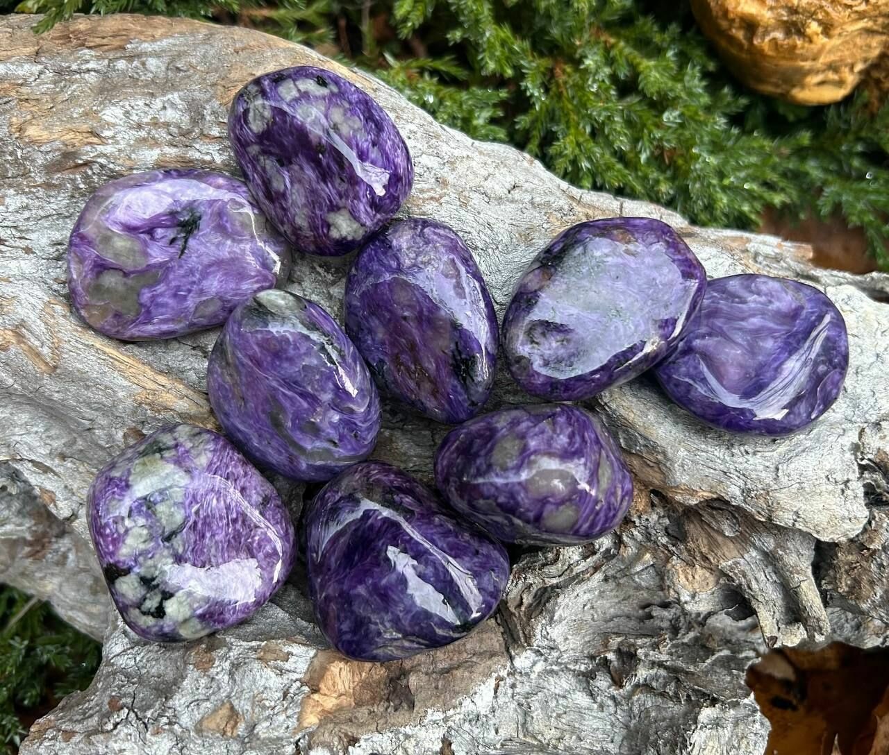 Чароит галтовка 1 шт Россия натуральный камень mineral