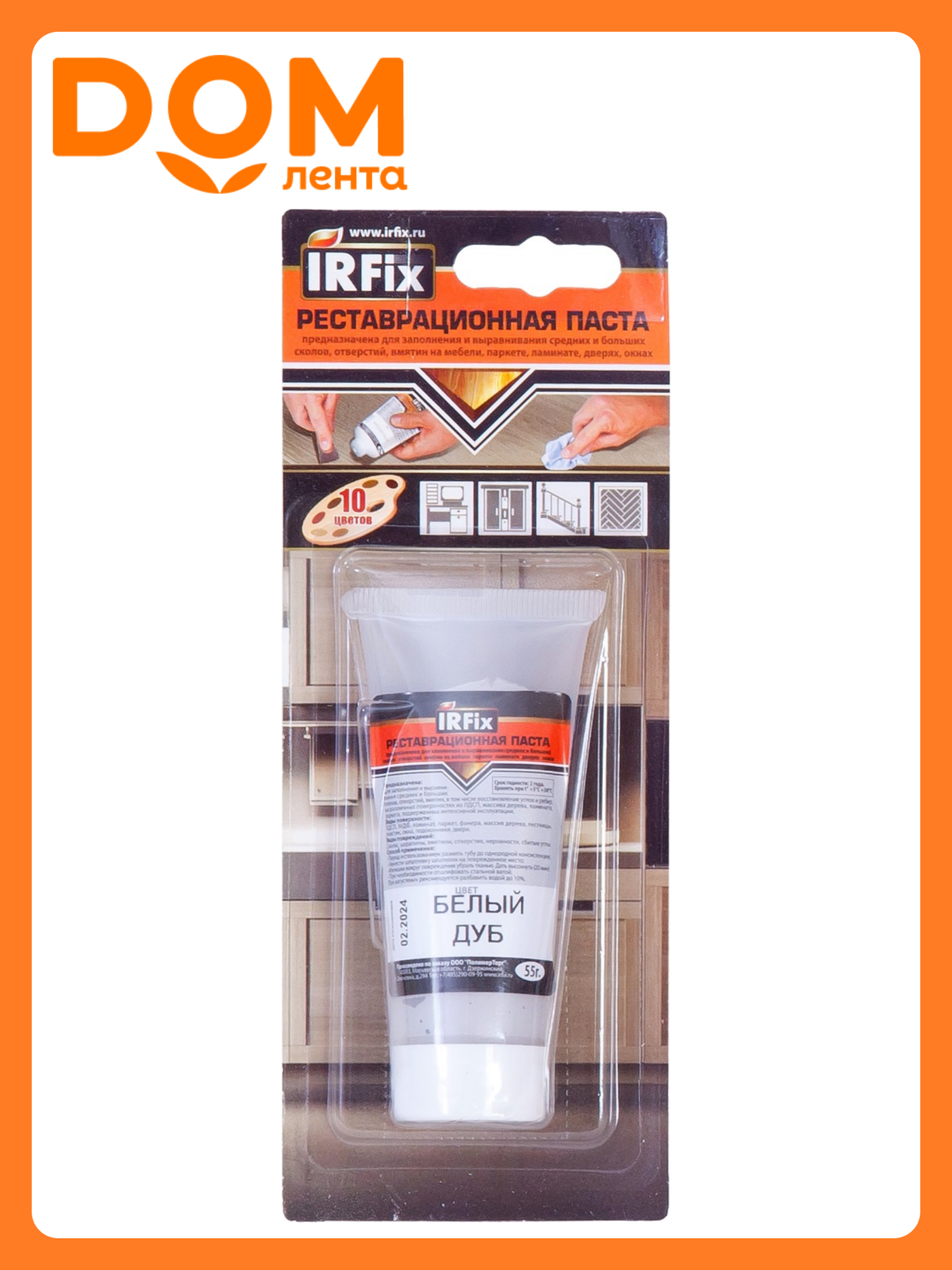 Паста реставрационная IRFix "Белый дуб", для дерева, акриловая, 55г