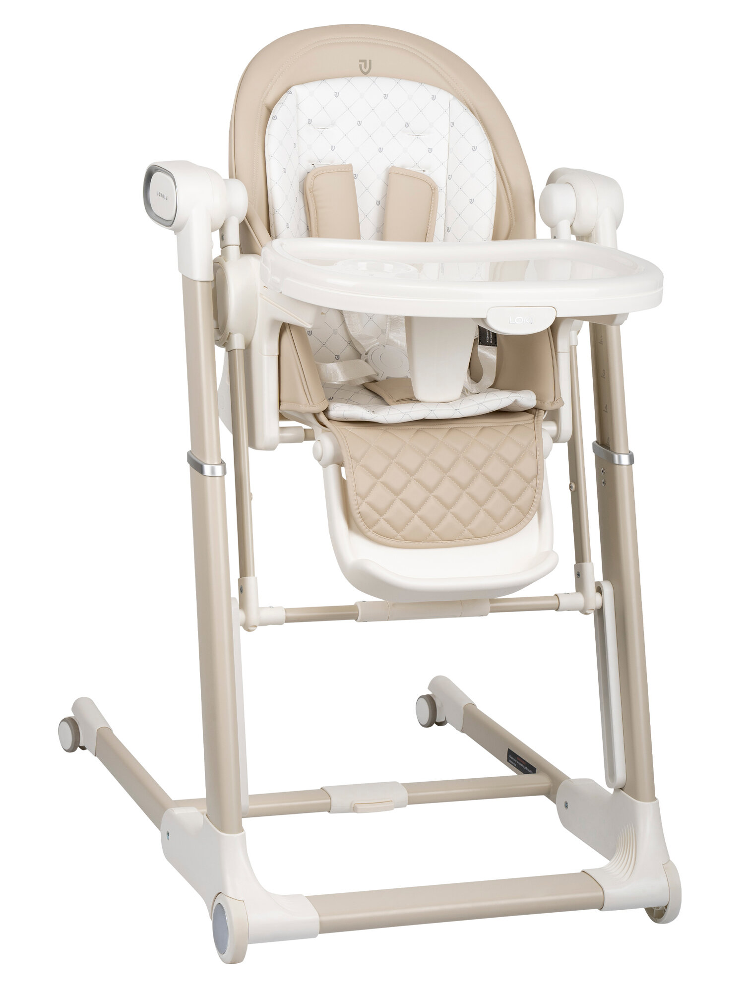 Стульчик для кормления ребенка 3 в 1 Jovola Loki , с функцией электрокачели и шезлонга от 0 мес до 3 лет, бежевый