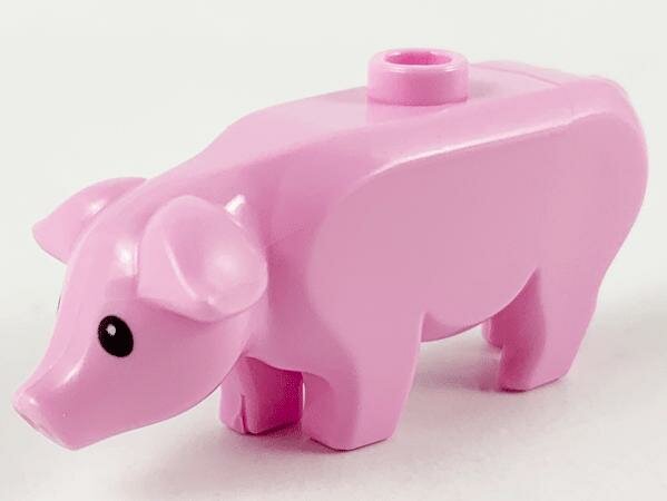 Деталь Lego 87621pb01 Pig with Black Eyes and White Pupils Pattern
