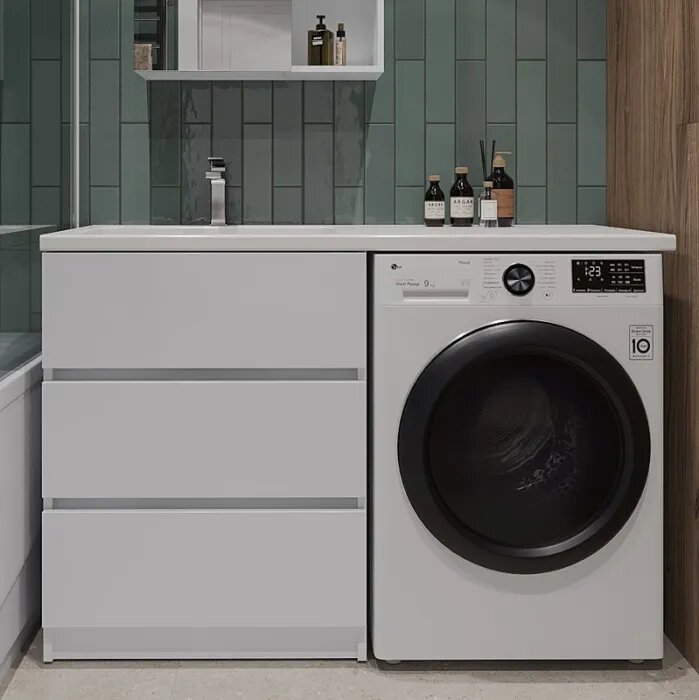 Тумба под раковину Orange Sistema 70 L белый глянец, под стиральную машину