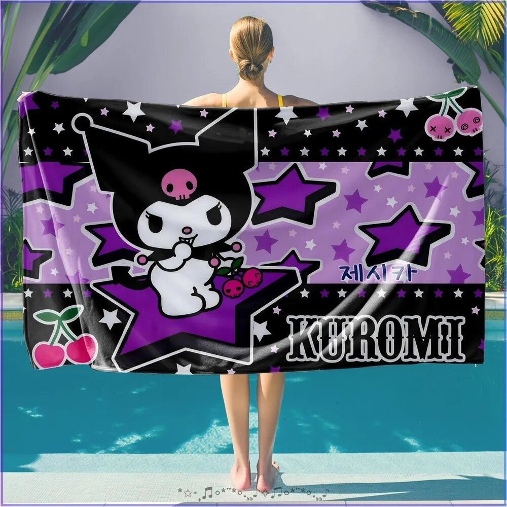 Полотенце для ванной Kuromi Аниме Микрофибра 80x130 см разноцветный
