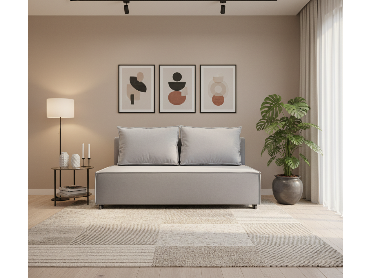 Раскладной диван, аккордеон, сп. м.160х200 см, ППУ, без подлокотников, велюр