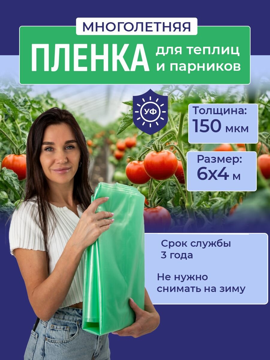 Пленка для теплиц и парников Десногор Зеленая 150 мкм, 6х4 м, укрывной материал