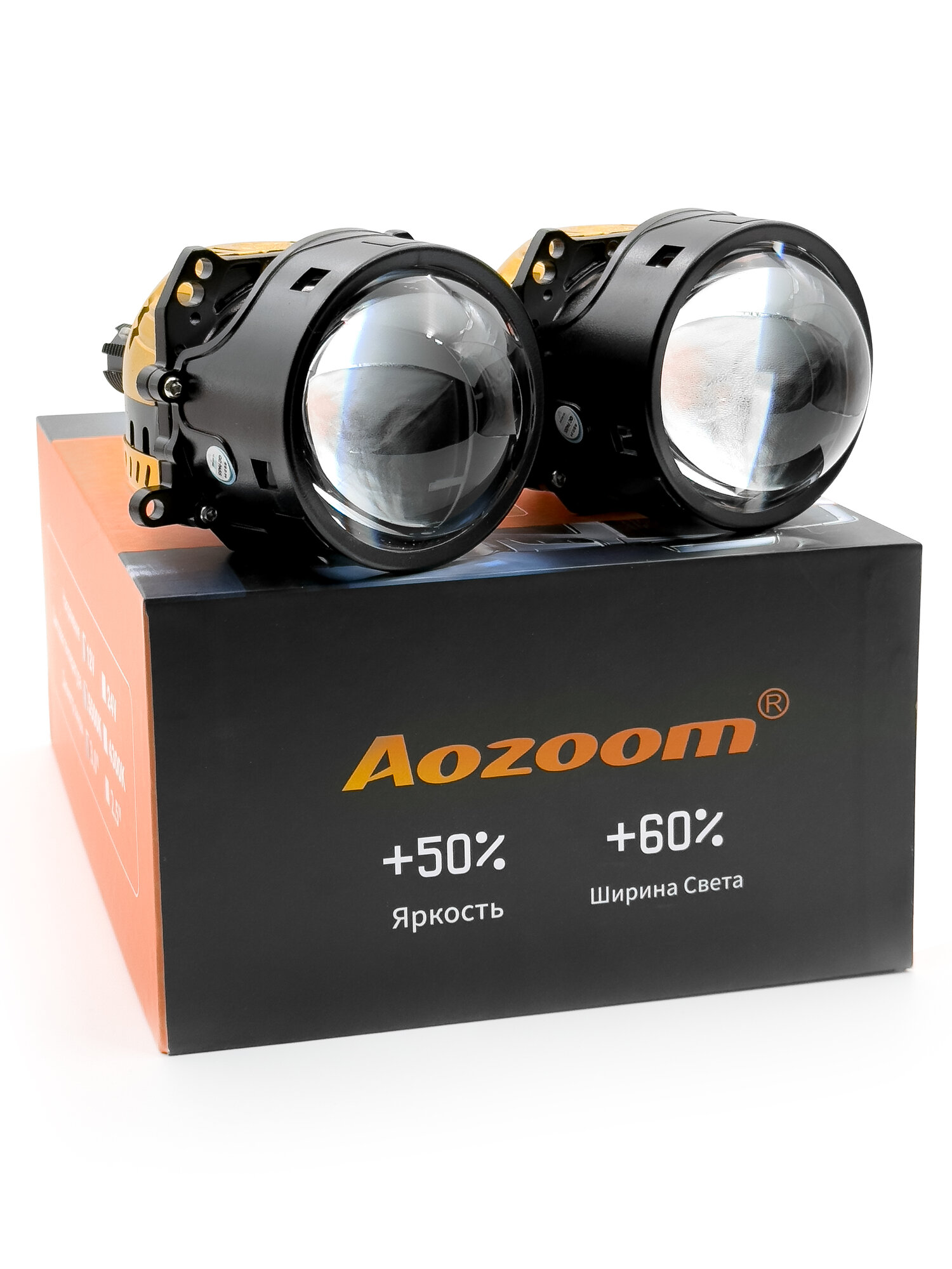 Светодиодные Bi-LED линзы Aozoom A15 PRO 2026 4300k для фар Honda CR-V 3 2006-2012 / Теплый свет / Билед на Хонда СР-В 3