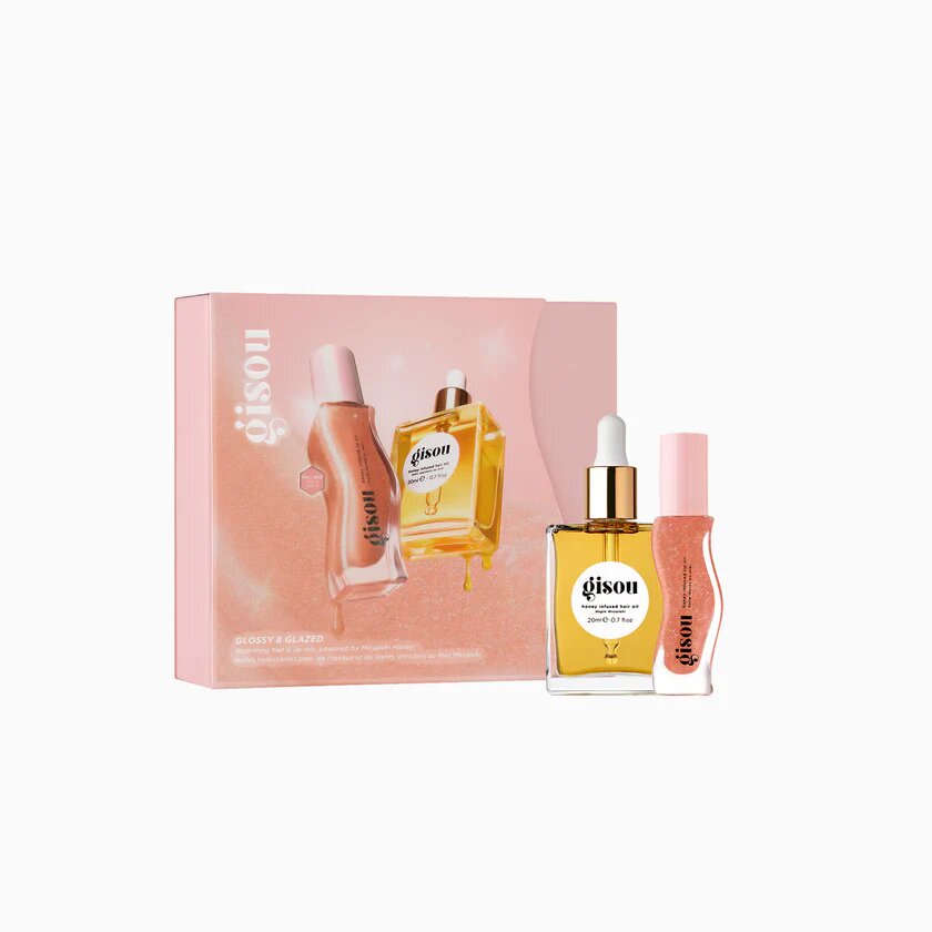 GISOU подарочный набор для волос и губ GLOSSY & GLAZED (20 МЛ + 8 МЛ)