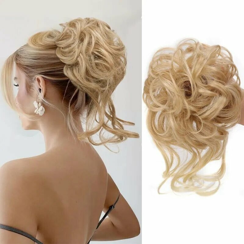 Кудрявый пучок вьющихся волос Tousled Updo Эластичная лента для волос Scrunchie