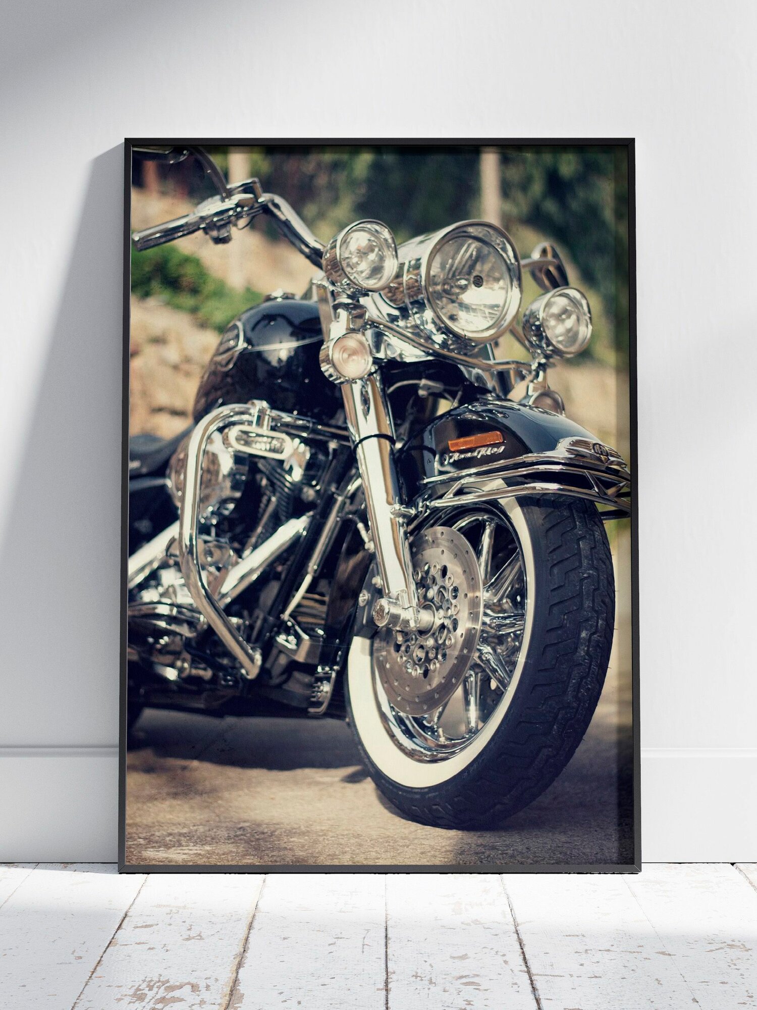 Плакат на стену для интерьера Мотоцикл (Harley-Davidson Road King 1) - Постер по мото и байкам формата A4 (21x30 см)
