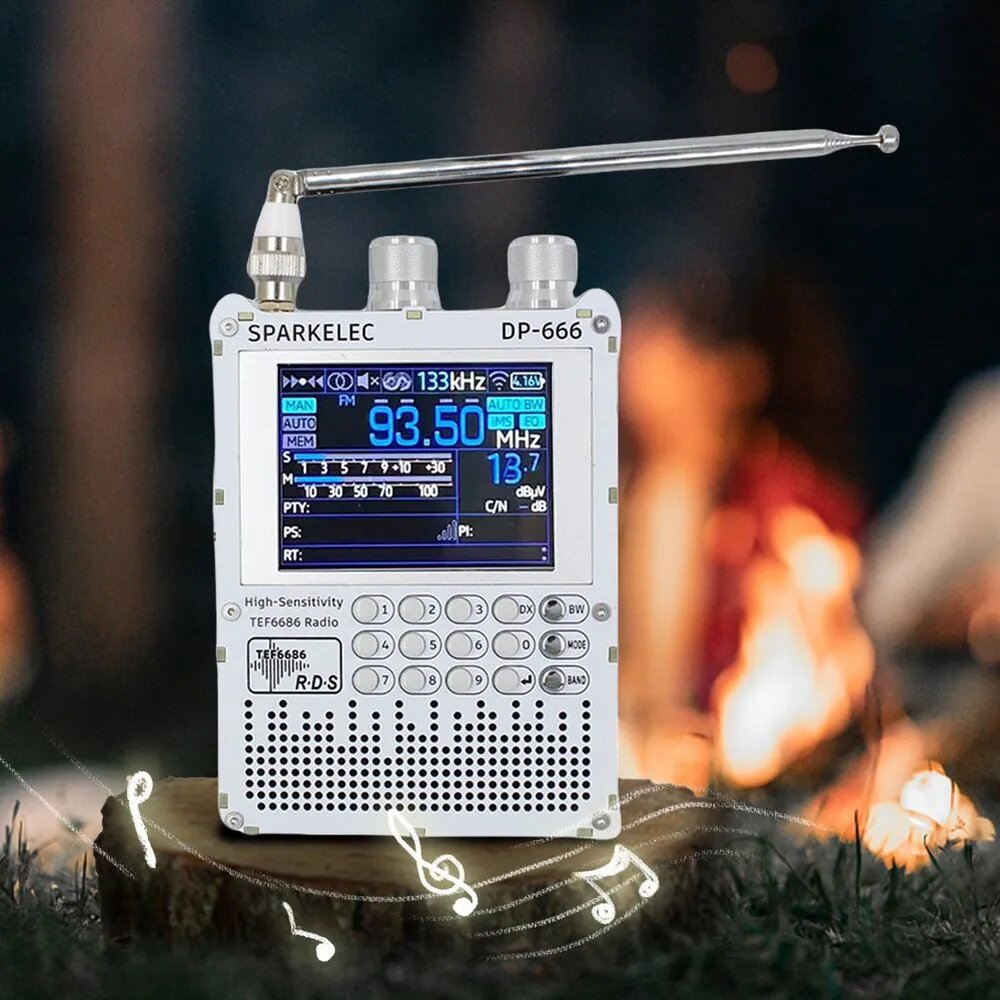 DSP-радиоприёмник DP-666 с полным диапазоном FM/AM/LW/MW/SW, сенсорным ЖК-дисплеем 2,8 дюйма и аккумулятором 5000 мА ч