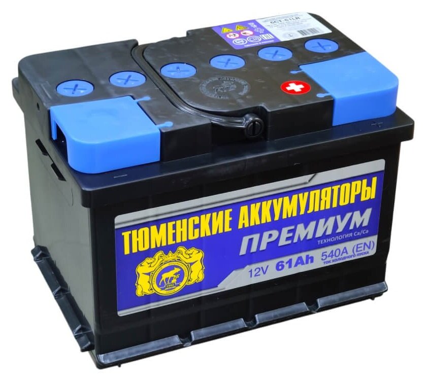 Аккумулятор автомобильный TYUMEN BATTERY PREMIUM 61 А/ч 540 А обр. пол. низкий Евро авто (242x175x175)