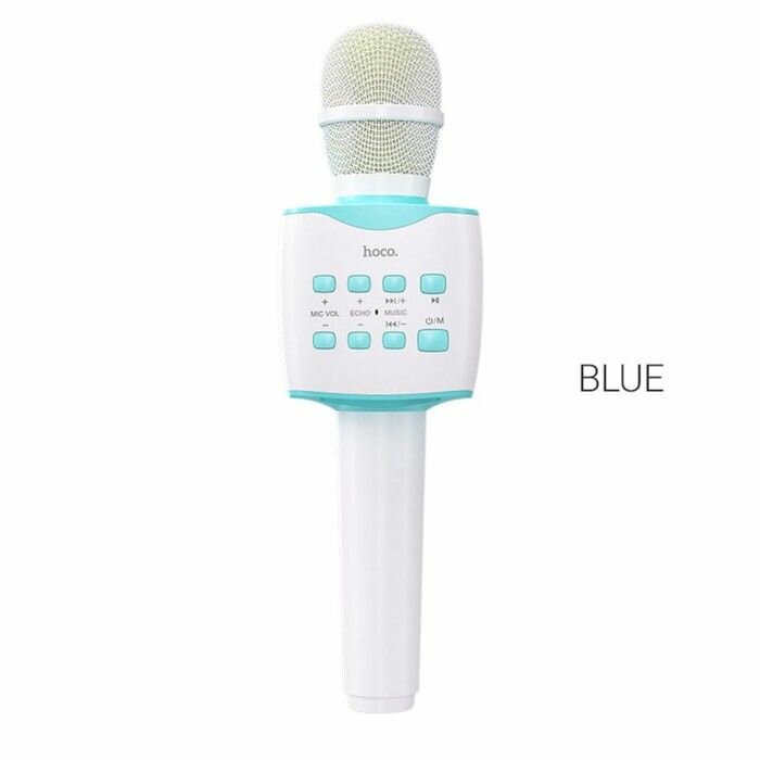 Микрофон для караоке Hoco BK5, 5 Вт, 1200 мАч, BT5. 0, microSD, USB, коррекция голоса, синий