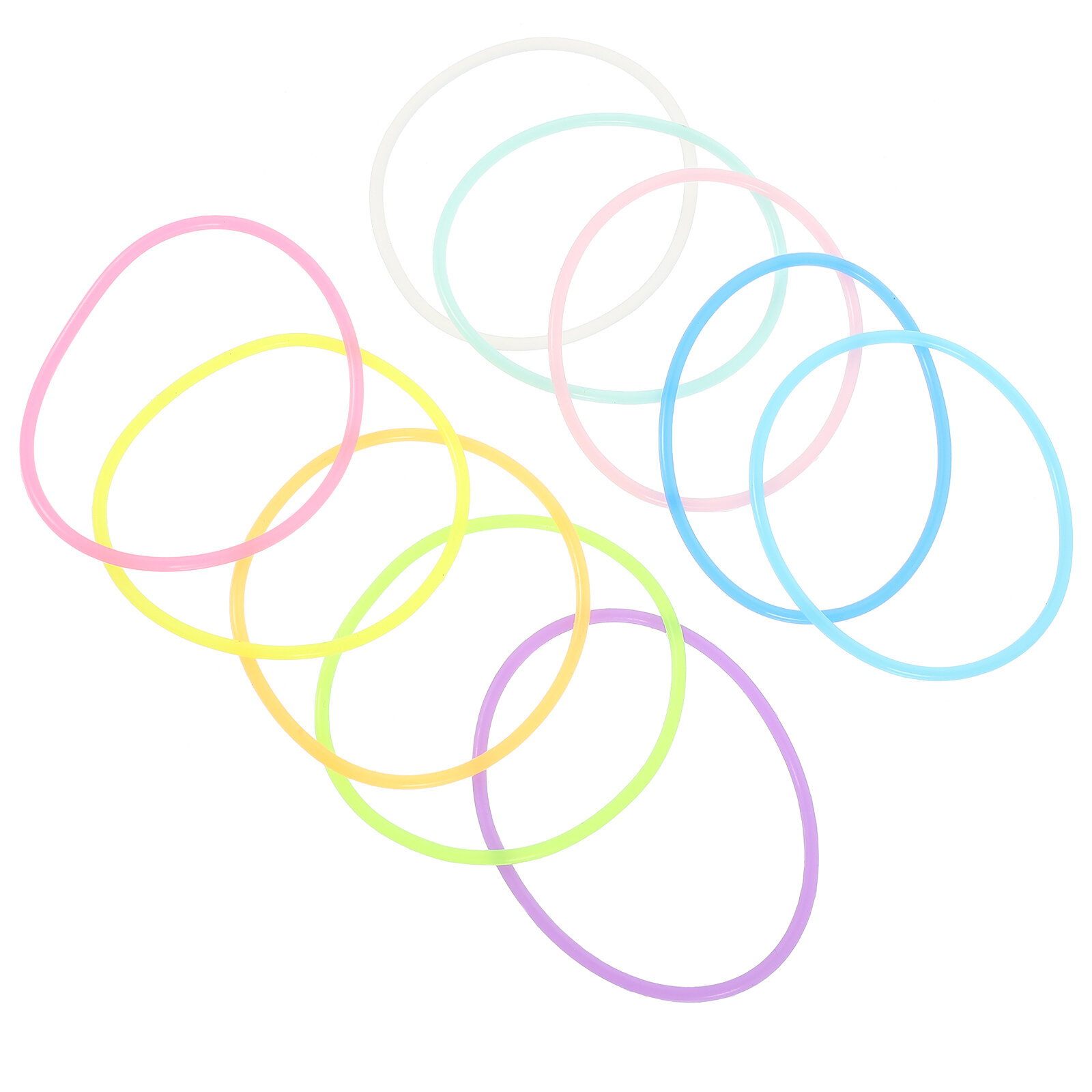 Светящийся в темноте силиконовый эластичный браслет, тонкий силиконовый браслет, круглое кольцо, можно использовать для завязывания волос (светящиеся в темноте разноцветные) 30 шт.