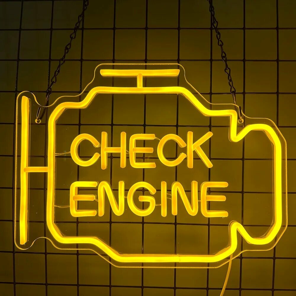 CHECK ENGINE Неоновый логотип двигателя для отделки стен, ремонтных мастерских, отделки домашних комнат