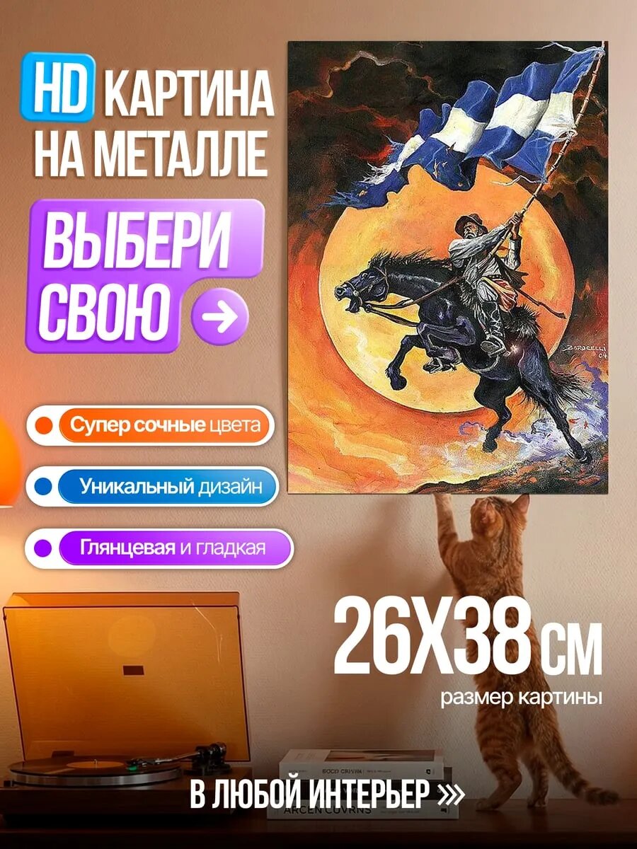 Картина на HD металле Всадник с флагом