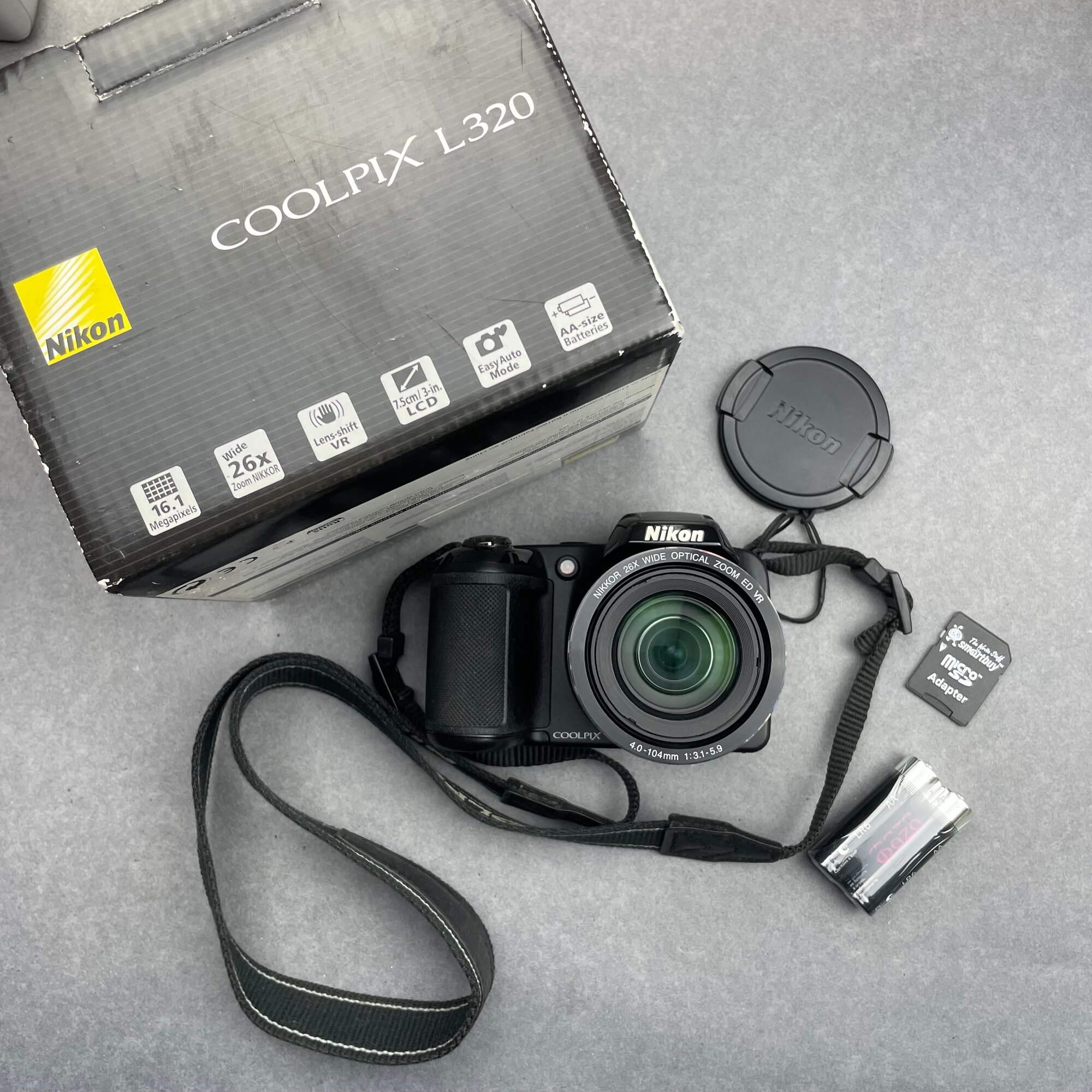 Цифровой фотоаппарат Nikon Coolpix L320, зум 26х, черный