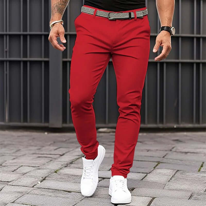 Мужские красные брюки slim fit