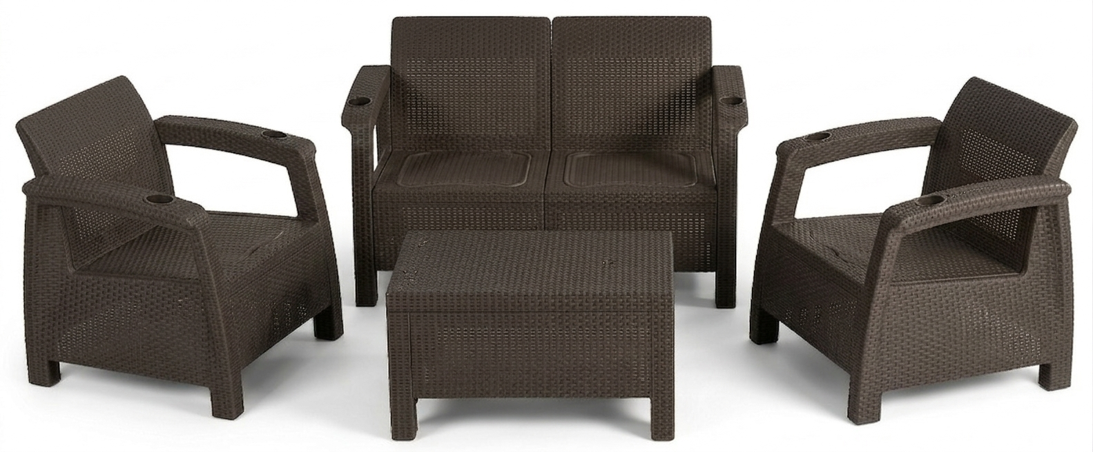 Комплект мебели Альтернатива Wiilla, для 4 персон, пластик, устойчивый к УФ-излучению, коричневый