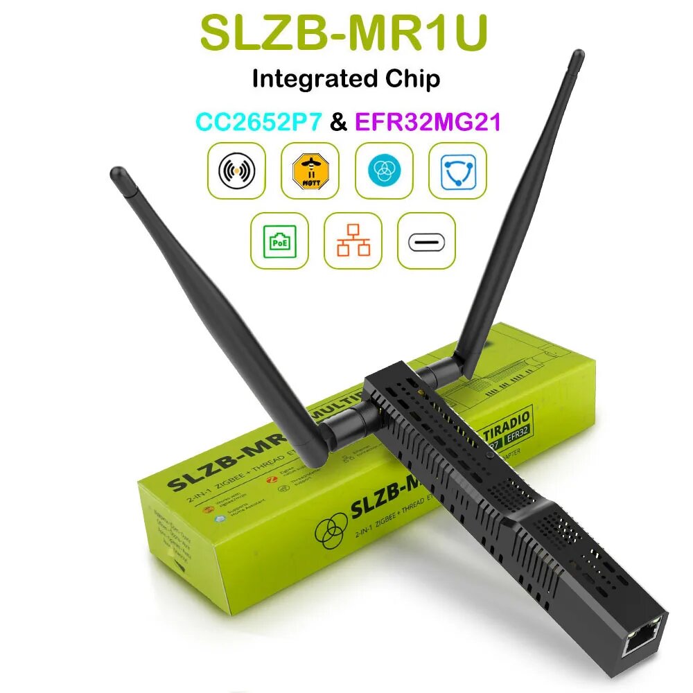 SMLIGHT SLZB-06/M/P7 шлюз-координатор Zigbee 3.0 с поддержкой Ethernet, USB и WiFi и PoE, совместимый с Zigbee2MQTT, Home Assistant, ZHA-SLZB-MR1U
