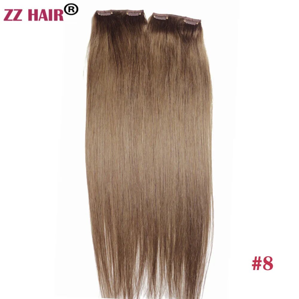 ZZHAIR 100% бразильские человеческие волосы Remy для наращивания 16-26 дюймов, комплект из 2 шт, 70 г, 80 г, на клипсах, две части, 2x10 см, натуральные прямые