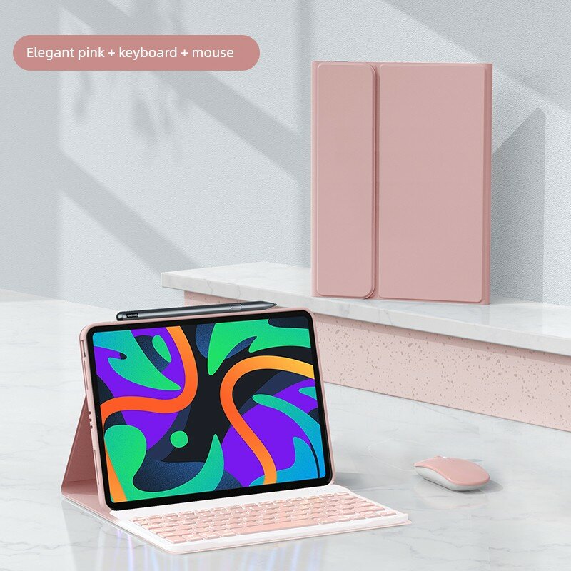 Чехол для iPad 9,7 дюйма с магнитной клавиатурой и мышью, ударопрочный силиконовый, розовый (без стилуса) для iPad 5/6