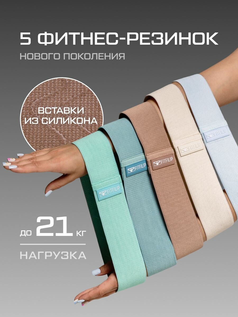 Фитнес резинки комплект 5 шт, усиленные резинки для фитнеса с сумочкой, тренажер для дома, эспандер для тренировки рук и ног