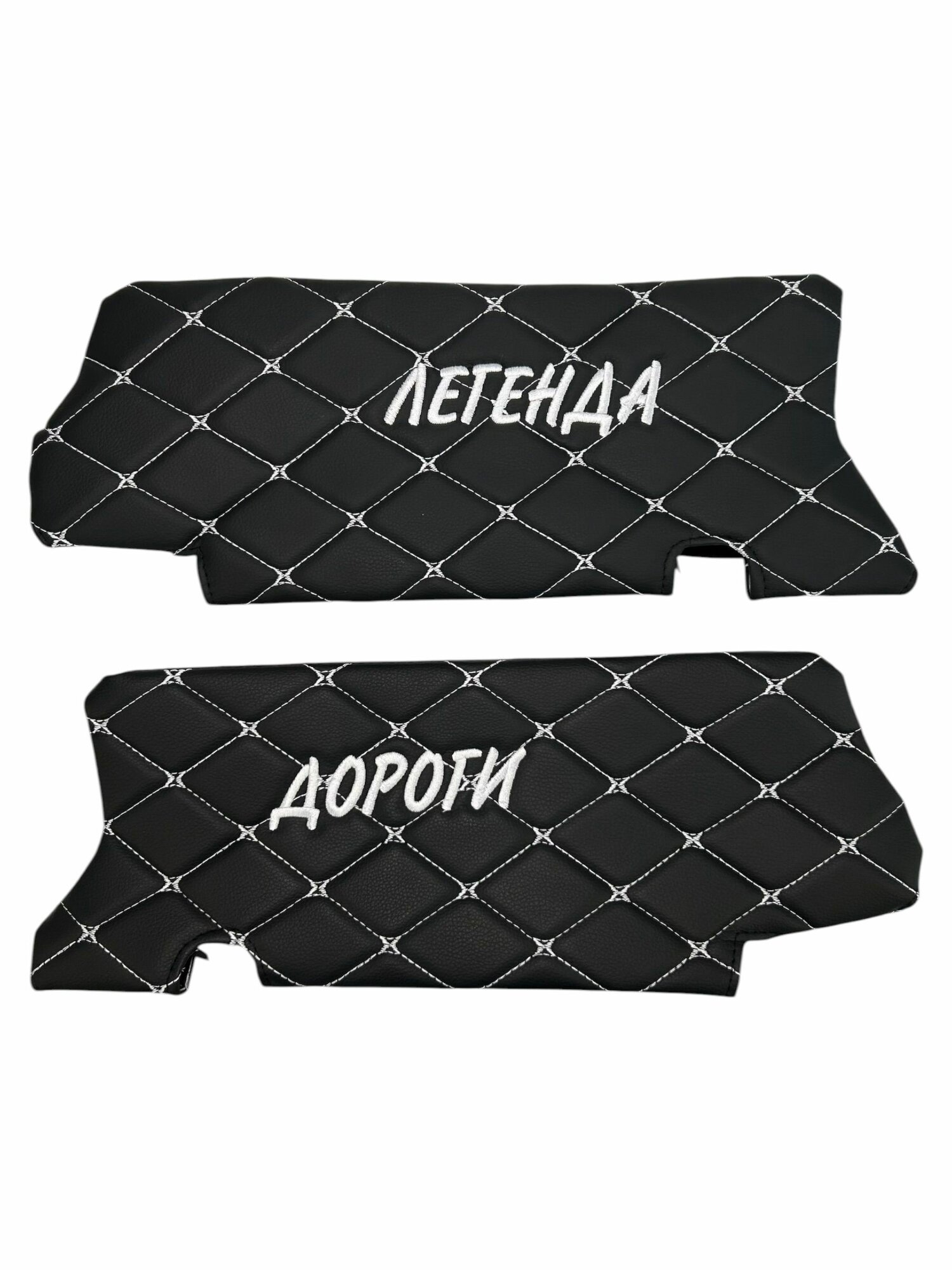 Чехлы на козырьки ВАЗ 2110, 2111, 2112 (к-т) "легенда дороги" белый ромб