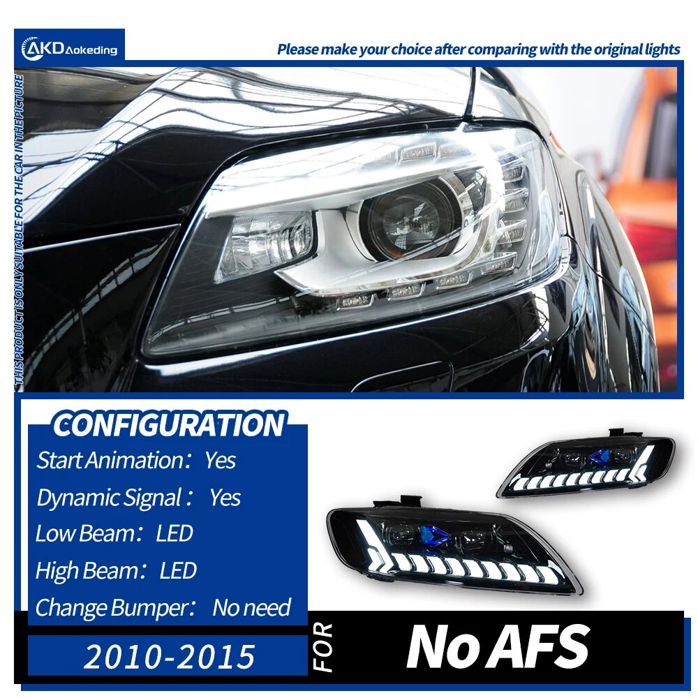 Фара AKD для AUDI Q7 LED-фара 2006-2015 Фары Q7 ДНС Сигнал поворота Основной фара Ангельское окошко Линза проектора