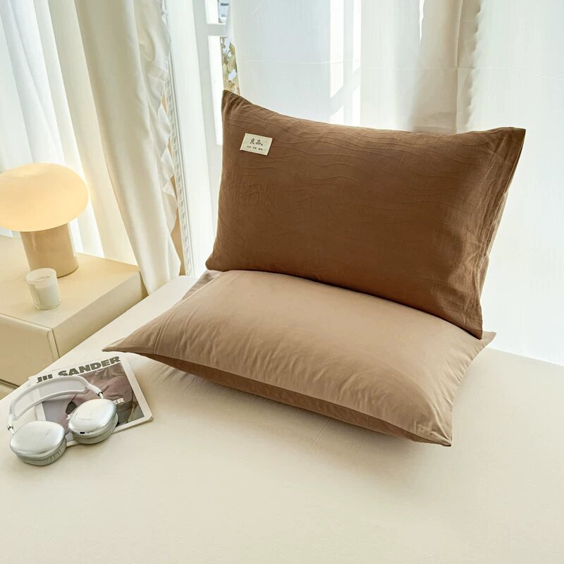 MUJI 100% хлопковые наволочки для подушки, комплект из двух, 48x74 см, коричнево-бежевый