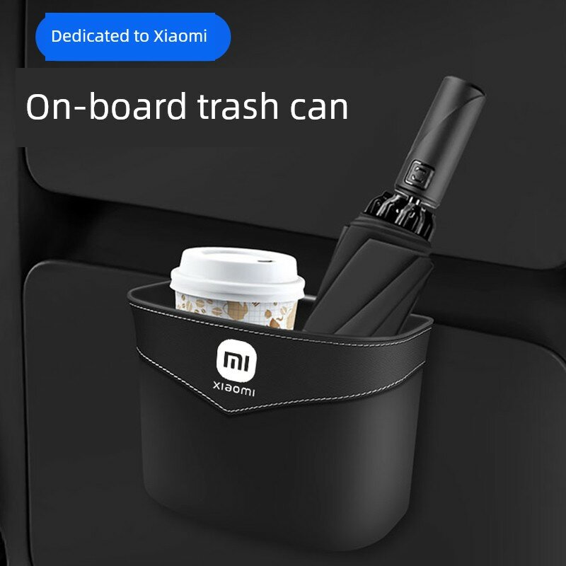 Корзина для мусора с кожаной отделкой для двери Xiaomi, черный цвет, компактный прочный дизайн, 1 шт