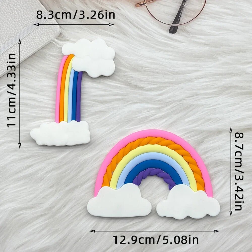 Радужный топпер для торта единорог ПВХ Белый, Rainbow A 2pcs