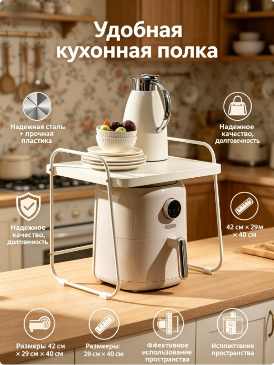 Кухонная стойка, многофункциональная, цвет кремовый, размер 42 см