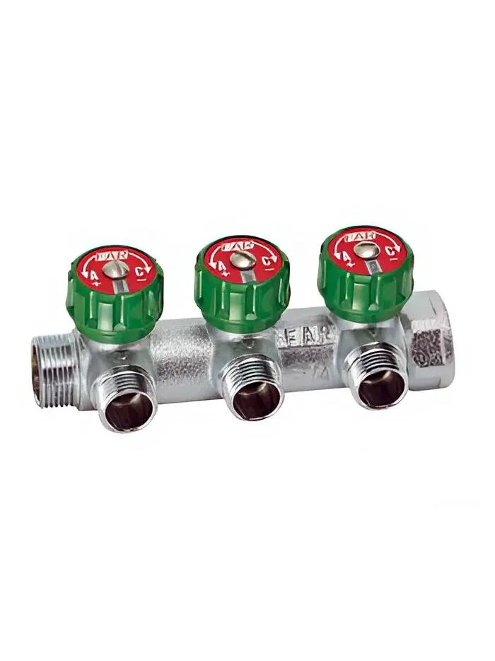 Регулирующий коллектор FAR FK 3822 134UN 1" 3 отвода 3/4" евроконус + вставка под плоское уплотнение