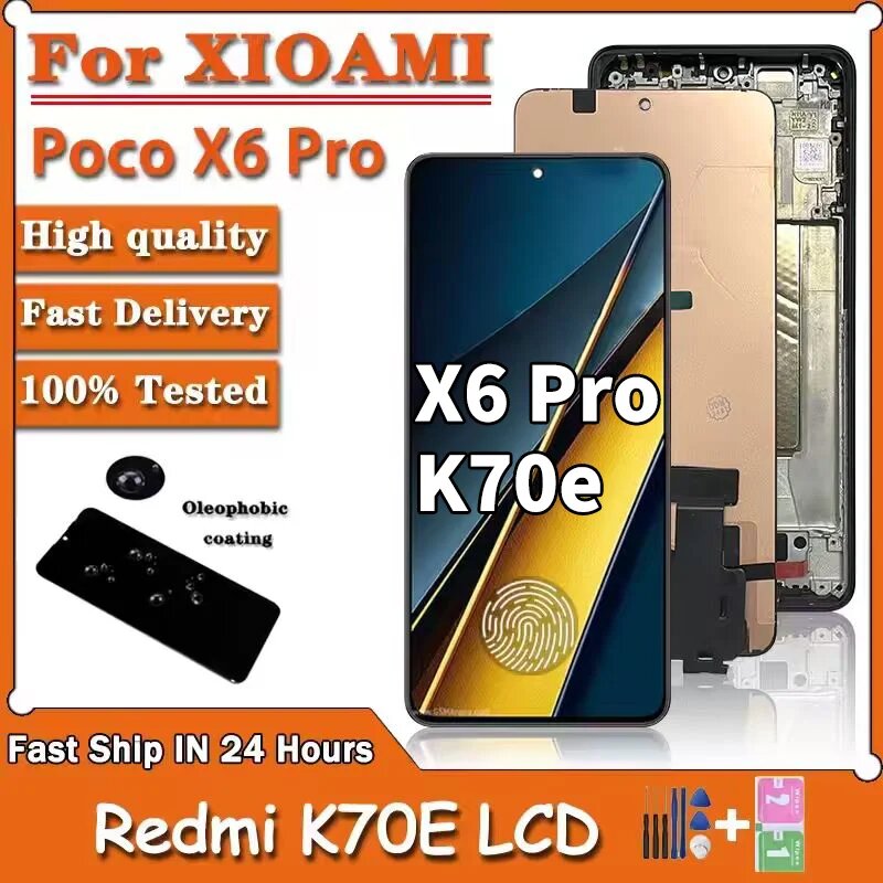 6,67 "AMOLED для Xiaomi Poco X6 Pro X6Pro 5G 2311DRK48G ЖК-дисплей с дигитайзером сенсорного экрана в сборе для Redmi K70E K70e 2311DRK48C