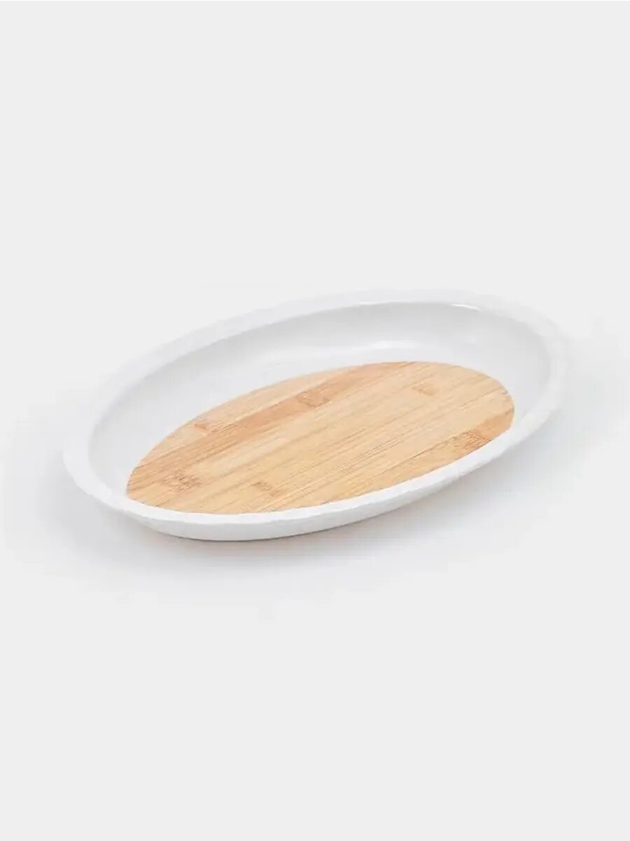 Овальный пластиковый поднос с ручками