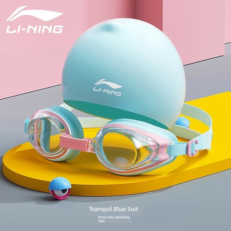Детские очки для плавания Li Ning для девочек и мальчиков, водонепроницаемые, с защитой от запотевания,