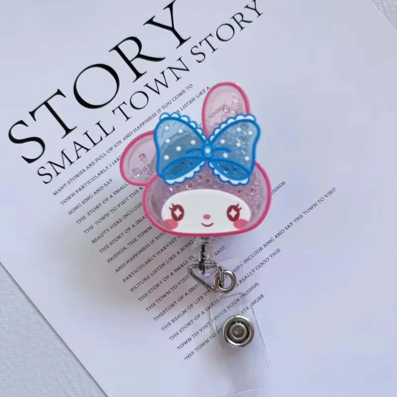 Новый выдвижной зажим для именной бирки Hello Kitty с мультяшным рисунком в виде вишенки, изготовленный из акрила, подходит для медсестер, враче