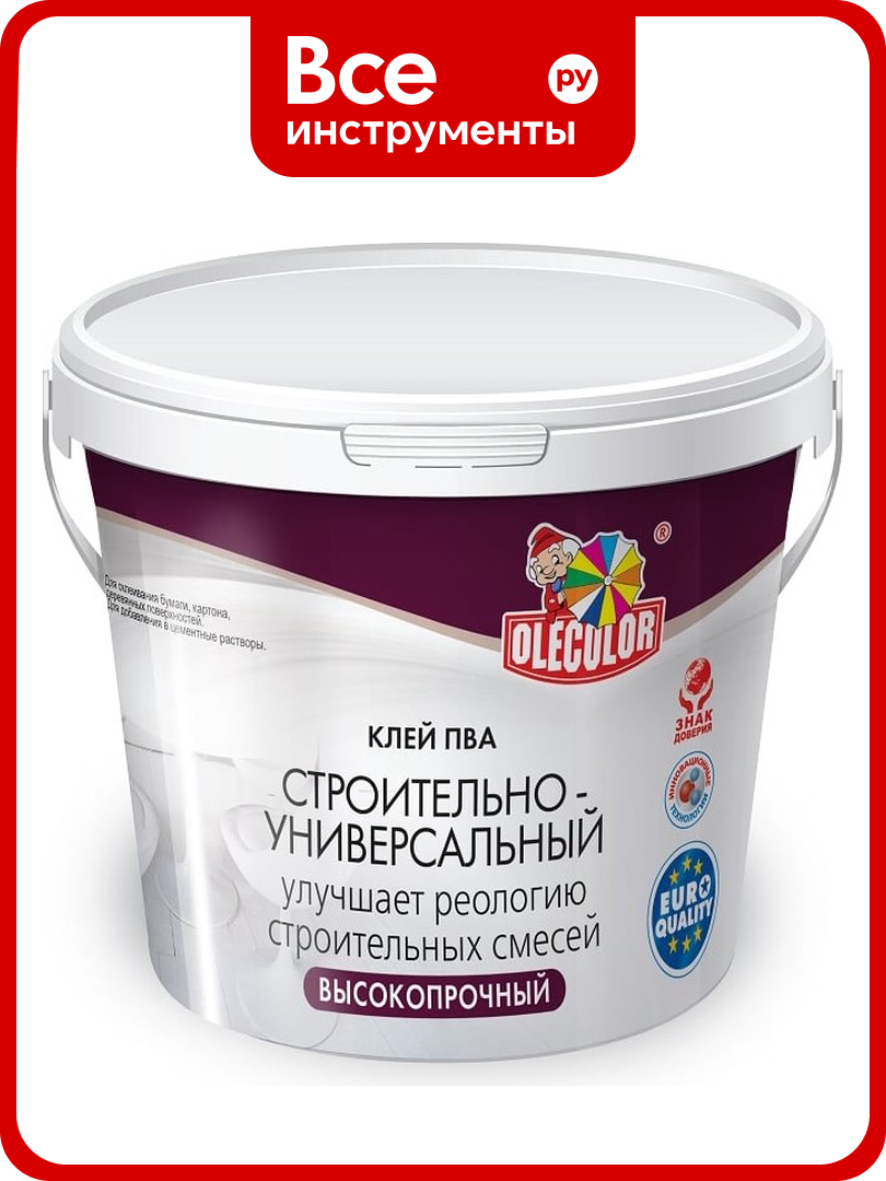 Строительно-универсальный клей ПВА OLECOLOR 10 кг, технические характеристики