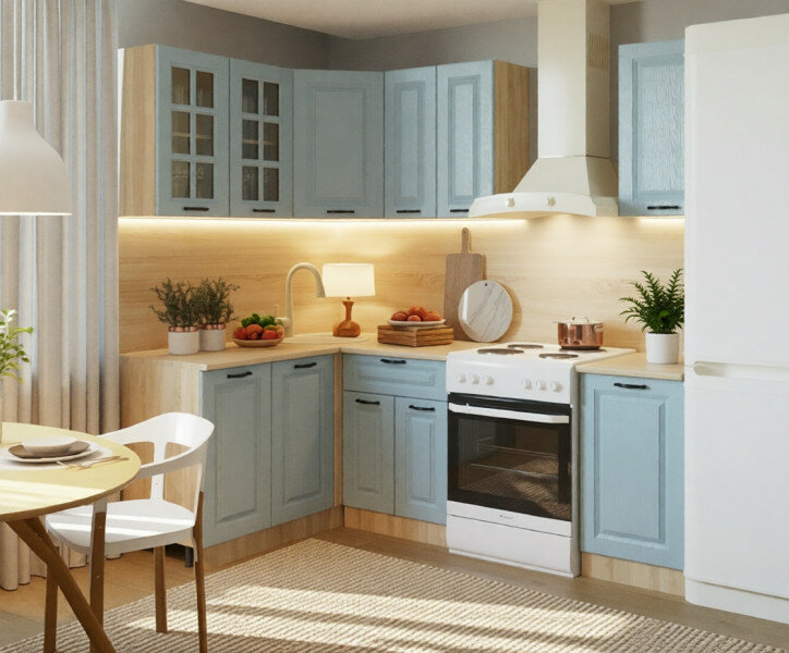 Кухонный гарнитур Роялвуд Голубой 1400-1600 мм