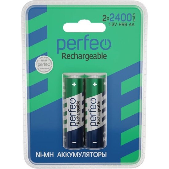 Аккумулятор Ni-MH Perfeo AA2400mAh/2BL, тип AA, 2шт, блистер