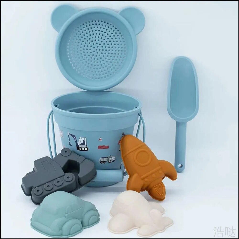Качественный набор для игр с песком и водой, включающий белое ведро