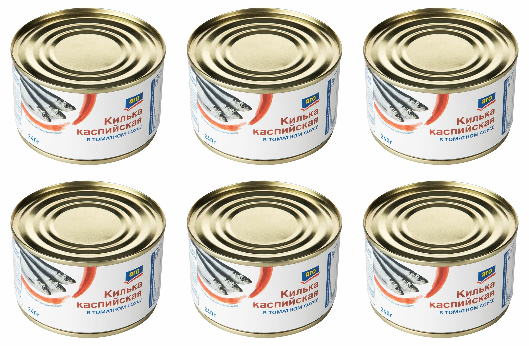 Aro Килька каспийская в томатном соусе, 240 г, 6 шт