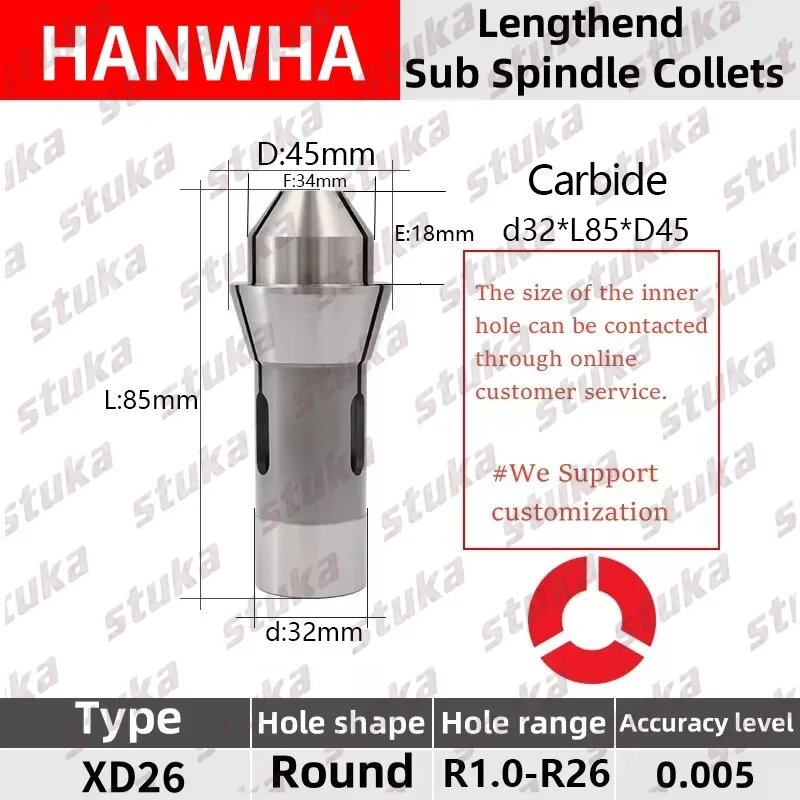 Цанга HANWHA XD26, d32*L85*D45, 6.0mm, Sub(Lengthend)