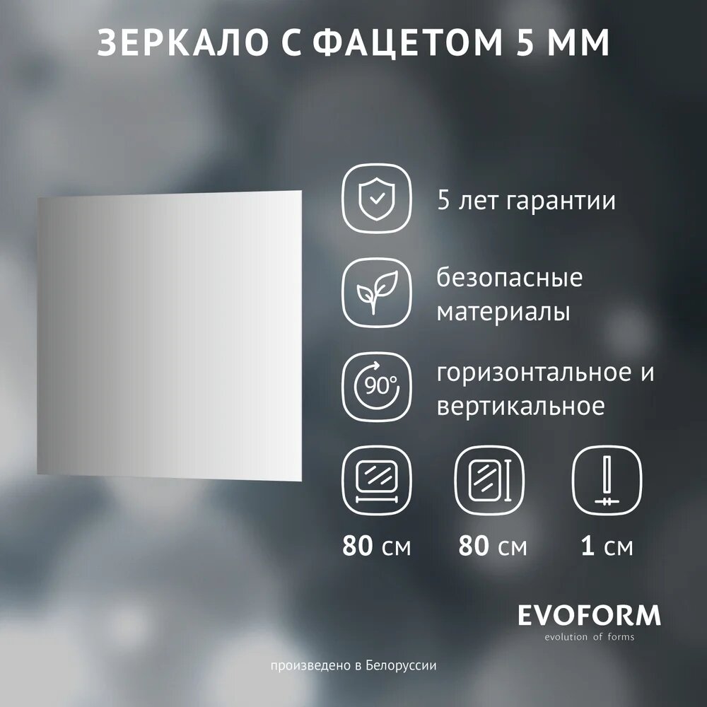 Зеркало Evoform Standard BY 0221 80х80 80 см, зеркало настенное в ванную