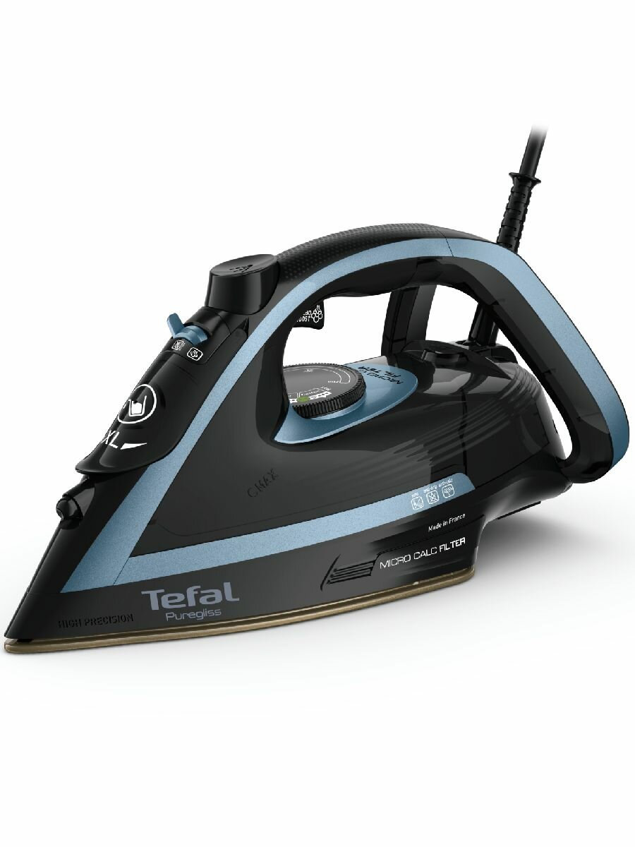 Утюг Tefal Puregliss FV8R67F1, 3000 Вт, постоянная подача пара 50 г/мин, паровой удар 280 г/мин, подошва с автоочисткой