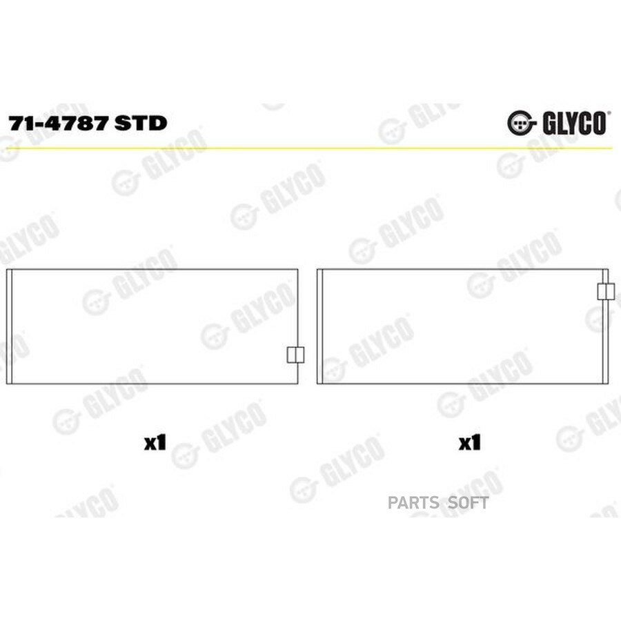 Вкладыши шатунные ДВС (*6), STD пара, OE: DAF 1624847, 1655712 от официального дистрибьютора, GLYCO, артикул 714787STD