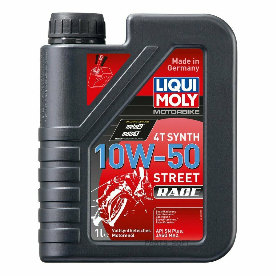 Масло моторное д/4-т. мотоц. Motorbike 4T Synth Street Race 10W-50 SN MA2 (1л) от официального дистрибьютора, LIQUI MOLY, артикул 3982