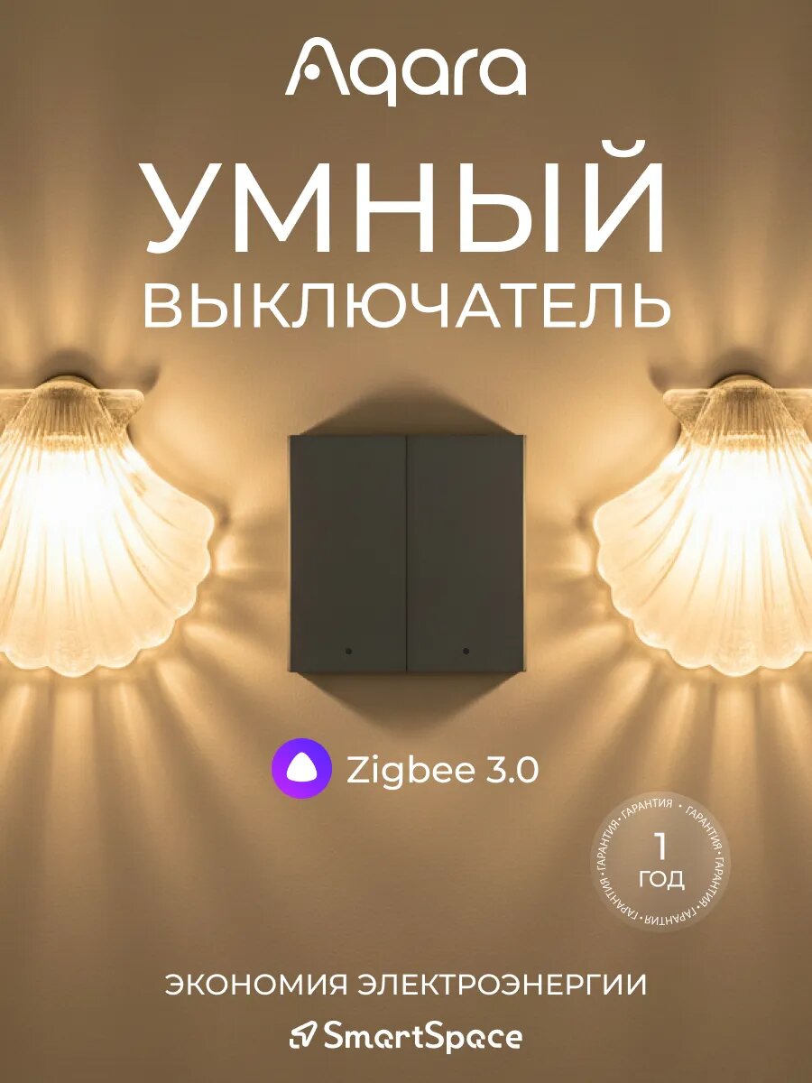 Беспроводной выключатель H1 (двуклавишный), модель WRS-R02, цвет: графит