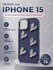 Чехол, для iPhone 15, "Сердца", синий, поддержка беспроводной зарядки