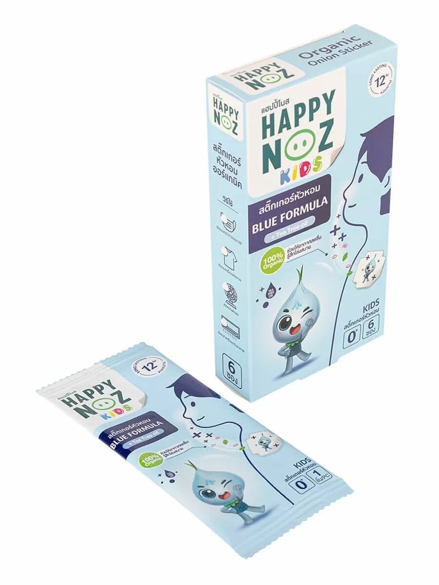 Пластырь от заложенности носа c маслом чайного дерева для детей Happy Noz, 6 шт